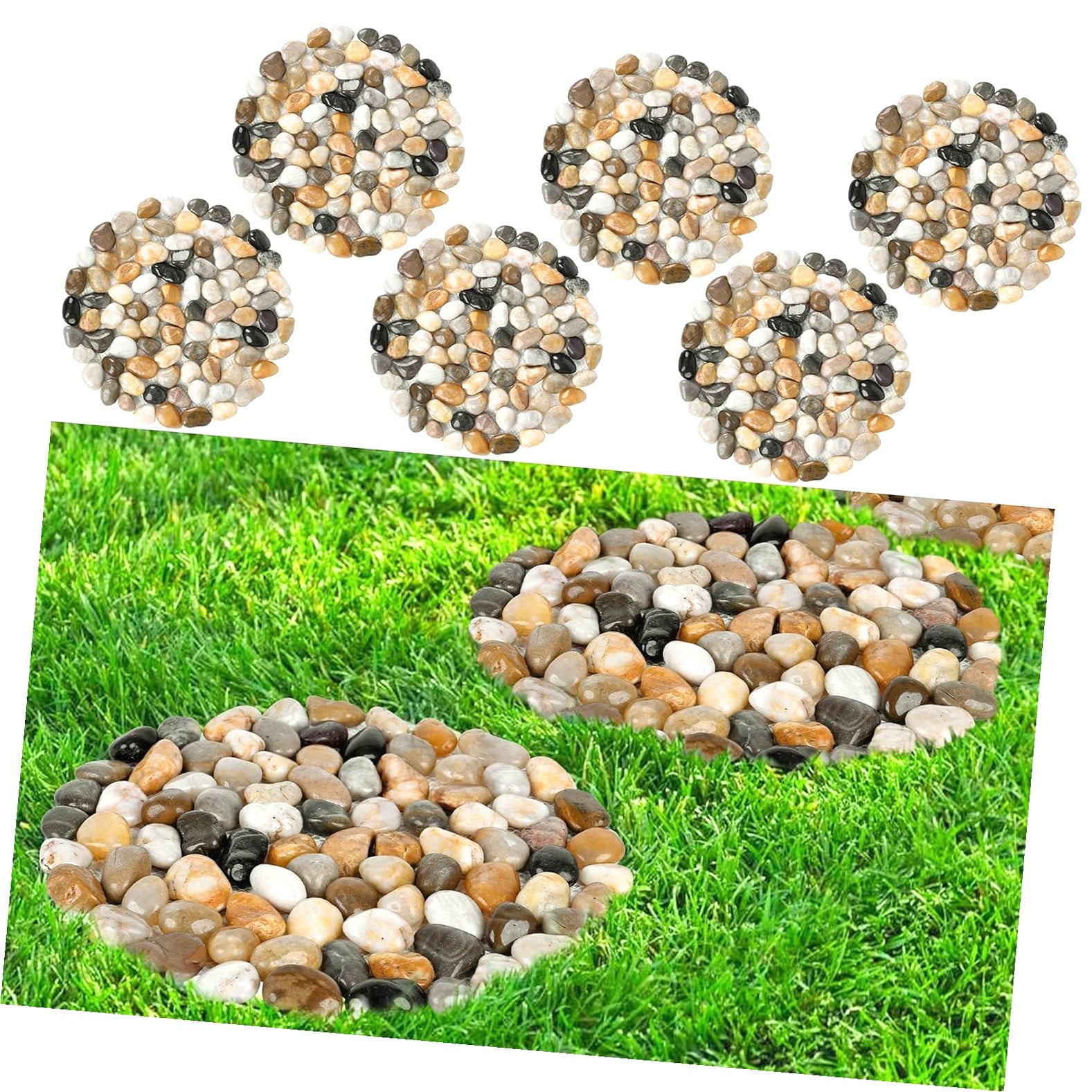 ANYWAY.GO River Stepping Stones for Walkway, 12 inch Diameter 6 Pieces ...