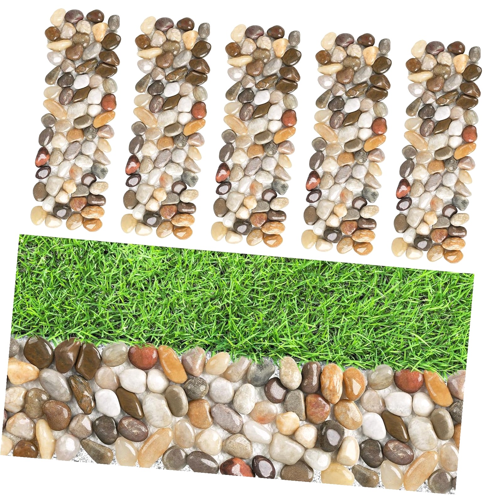 ANYWAY.GO River Stepping Stones for Walkway, 5 Pieces 12" 4" Rectangle ...