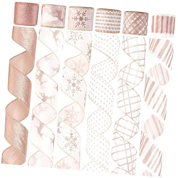 ANYWAY.GO Rose Christmas Wired 2.5" Christmas Tree Garland Rose Glitter ...