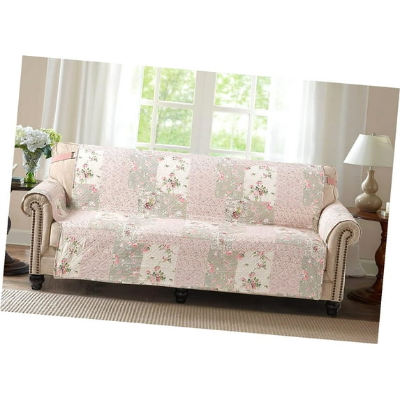 ANYWAY.GO Rose and Patchwork Couch Cover, Quilted Extra-Large Sofa ...