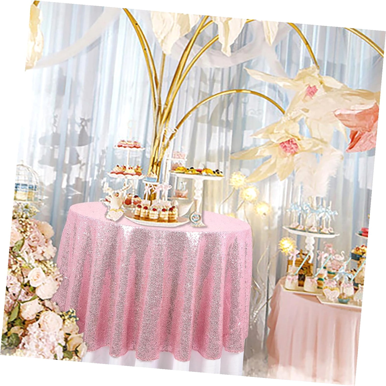 ANYWAY.GO Round 50 Inch Sequin Tablecloth Glitter Table Linen for ...