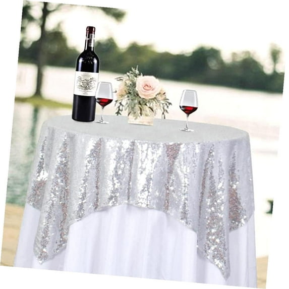ANYWAY.GO Sequin Tablecloth-Silver Sequin Table Overlay and Sequin ...