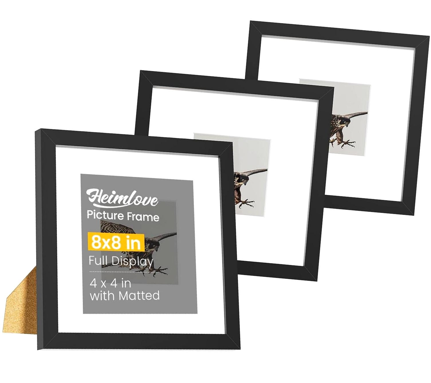 ANYWAY.GO Set of 3 8x8 Picture with Mat for 4x4 Photos, Plastic ...