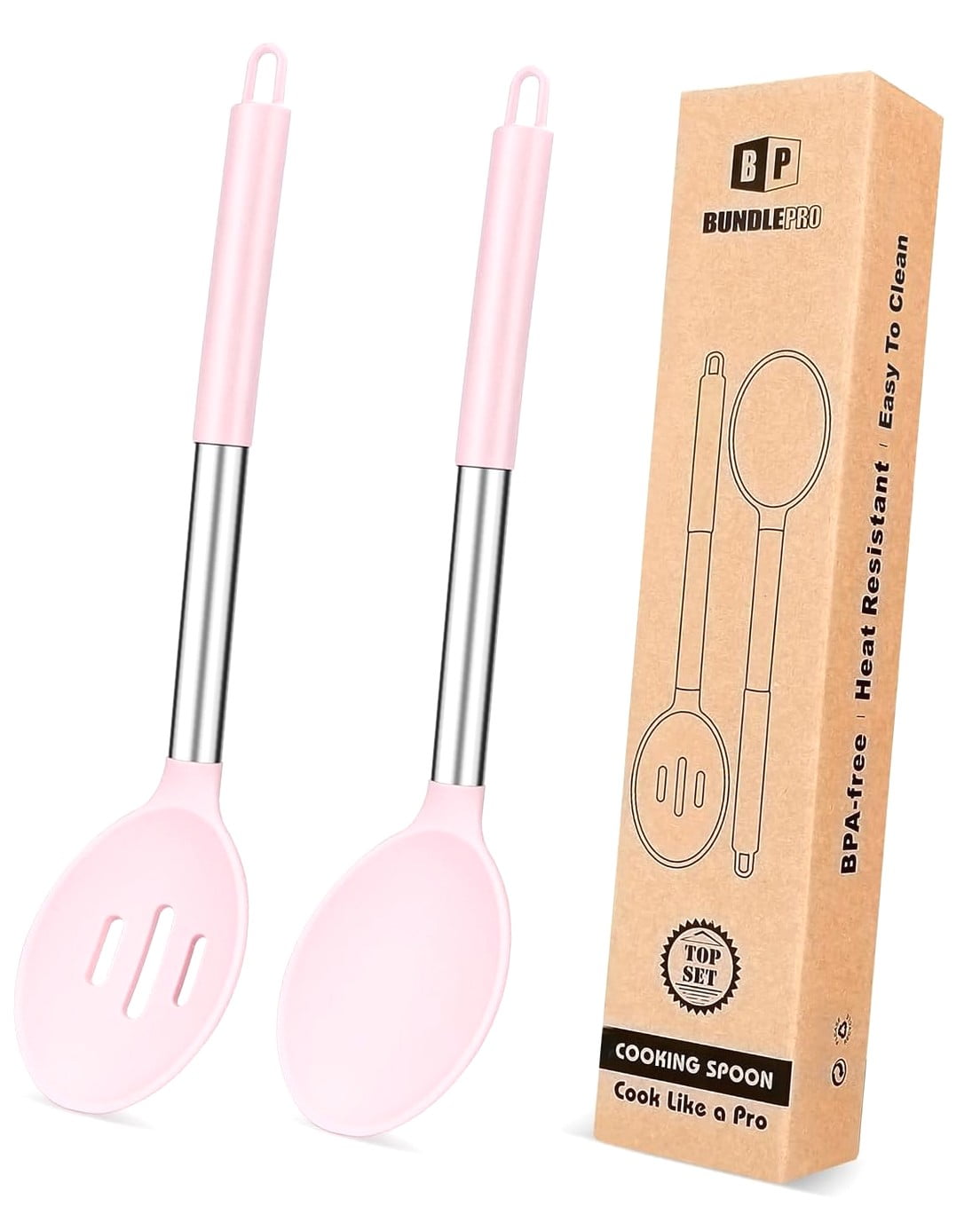 ANYWAY.GO Set of 2 Large Cooking Spoons, Non-Stick Basting Spoon ...