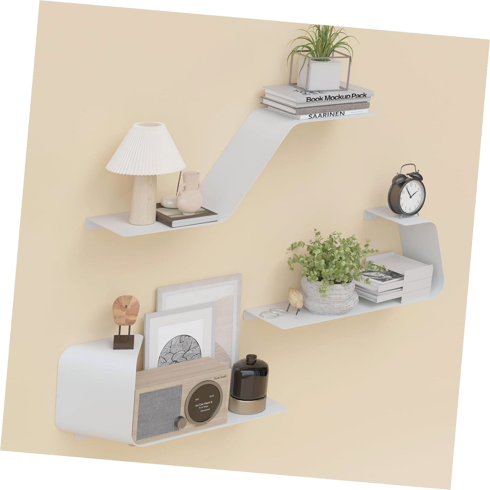 ANYWAY.GO Set of 3 Wall-Mounted Metal Shelves with Design for Wall ...