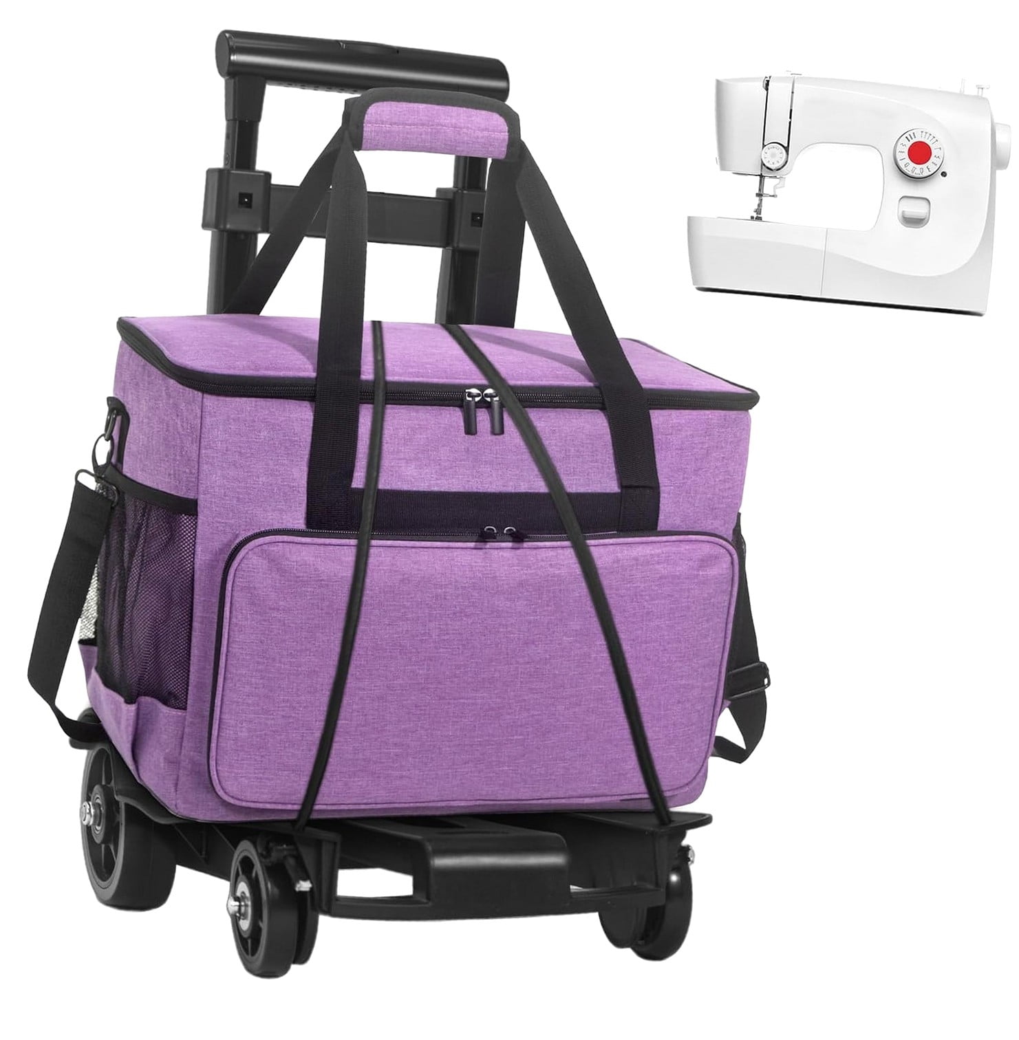 ANYWAY.GO Sewing Machine Case with Wheels, Detachable Rolling Sewing ...