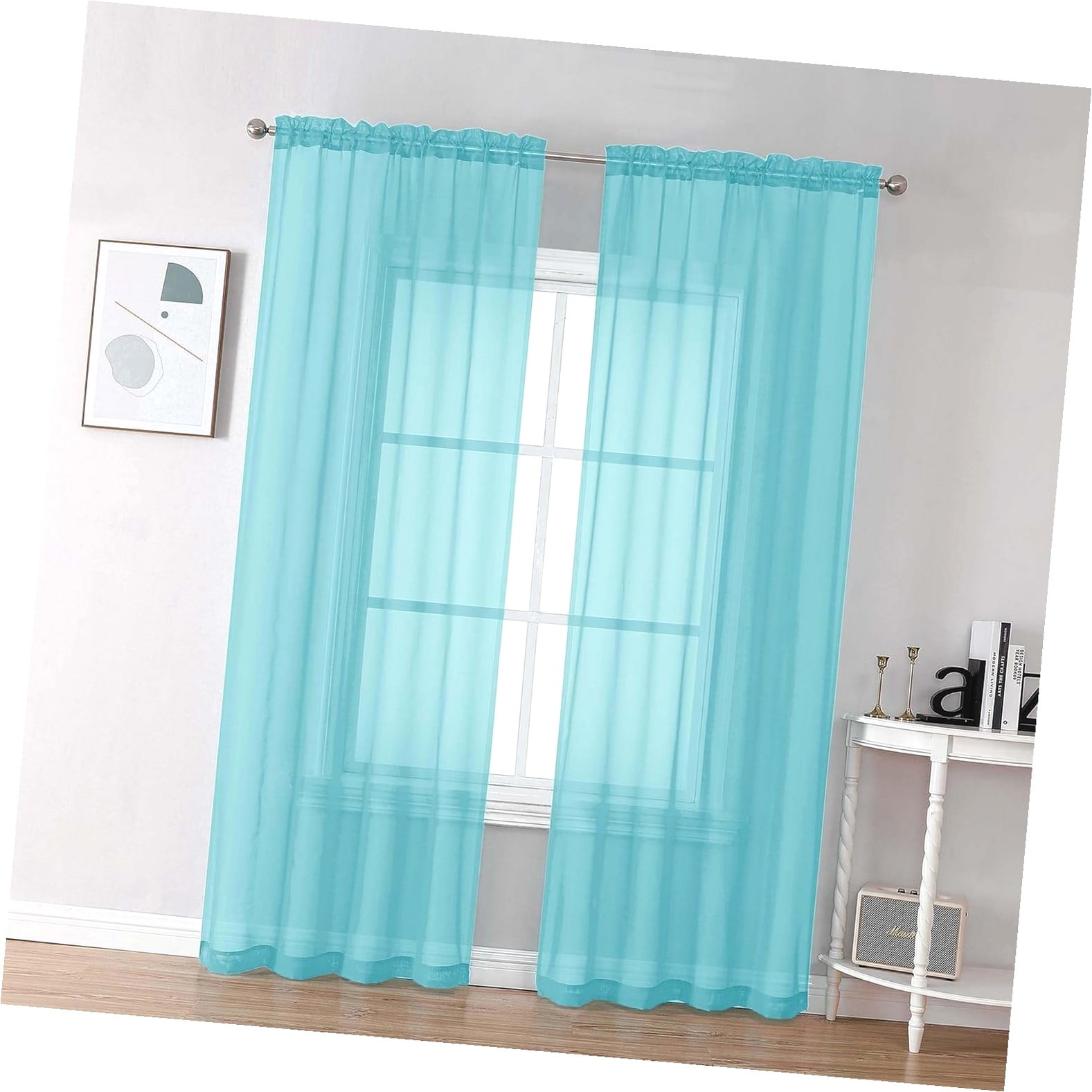 ANYWAY.GO Sheer Curtains 90 Inches Long 2 Panels, Light Filtering Soft ...