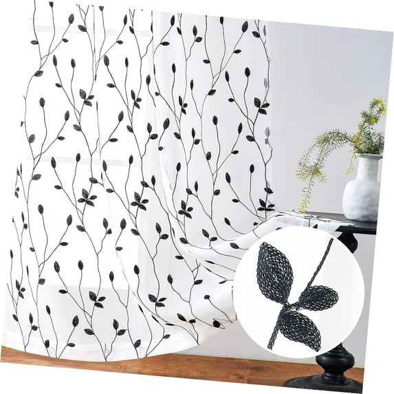ANYWAY.GO Sheer Embroidered Curtain Panels 96 Inches Long, Rod Pocket ...