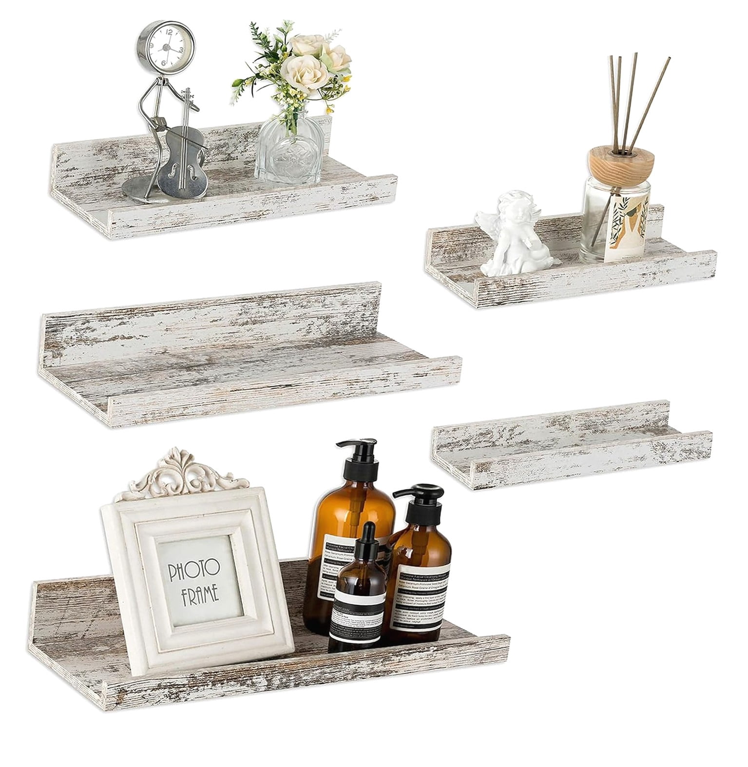 ANYWAY.GO Shelves Wall-Mounted Distressed White Farmhouse Wall Shelves ...