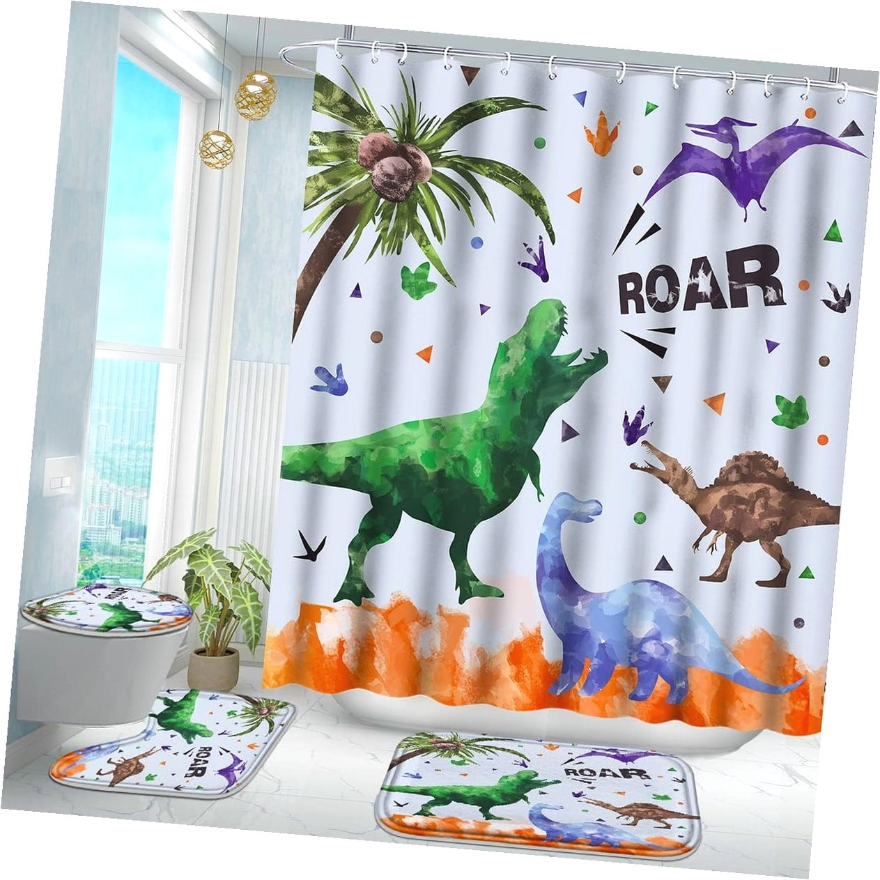 ANYWAY.GO Shower Curtain Set with Rugs, ' Bathroom Accessory Set Rugs ...