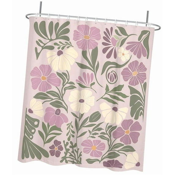 ANYWAY.GO Shower Curtain White Floral Retro Farmhouse Country Funky ...
