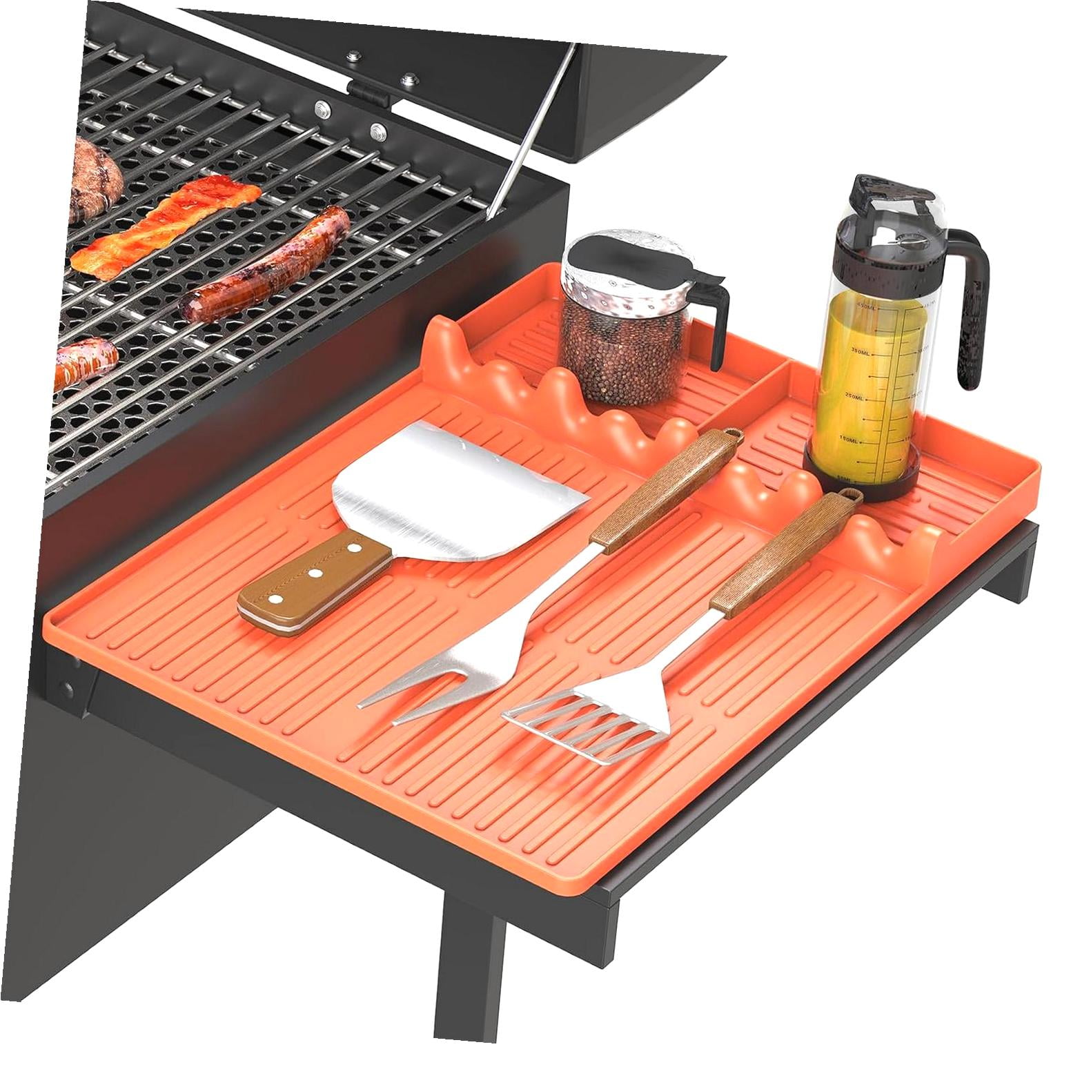 ANYWAY.GO Silicone Griddle Tool Mat with , Spatula Mat with Drip Pad ...