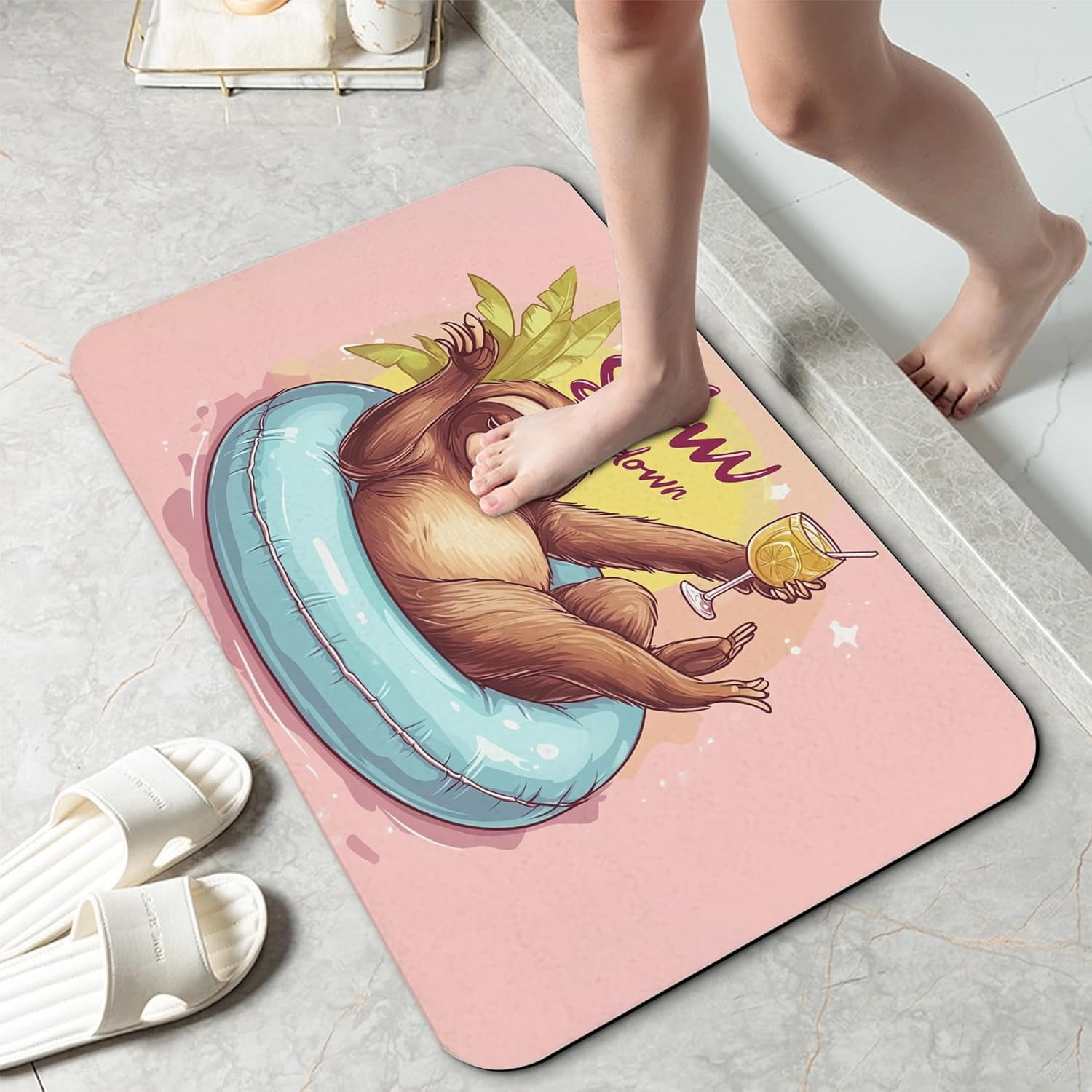 ANYWAY.GO Sloth Bathroom Rug 29.5"x17", Absorbent Drying Mat with ...