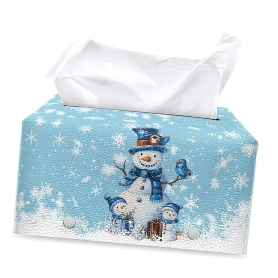 ANYWAY.GO Snowman Tissue Box Cover PU Rectangle 9x5x5 Box Holder for ...
