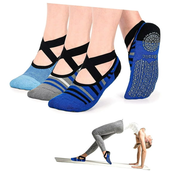ANYWAY.GO Socks with Grips and Straps, for , Pure Barre, Ballet, Dance ...