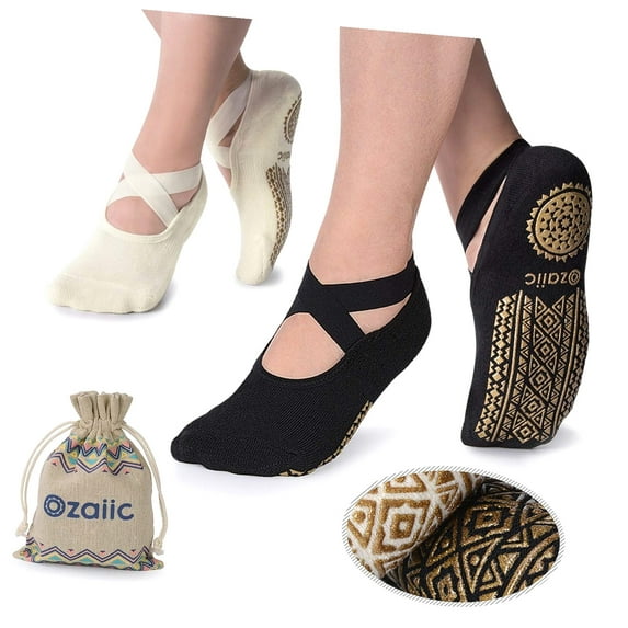 ANYWAY.GO Socks with Grips and Straps, for , Pure Barre, Ballet, Dance ...