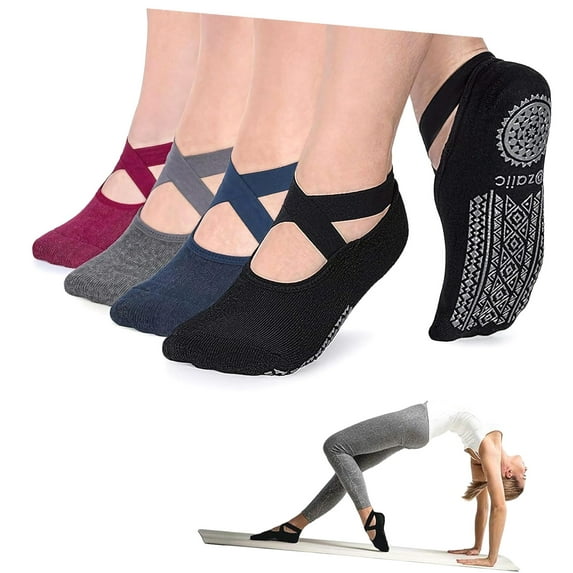 ANYWAY.GO Socks with Grips and Straps, for , Pure Barre, Ballet, Dance ...