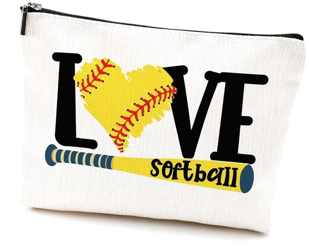 ANYWAY.GO Softball Themed Makeup Bag for Girls, Sports Themed Toiletry ...