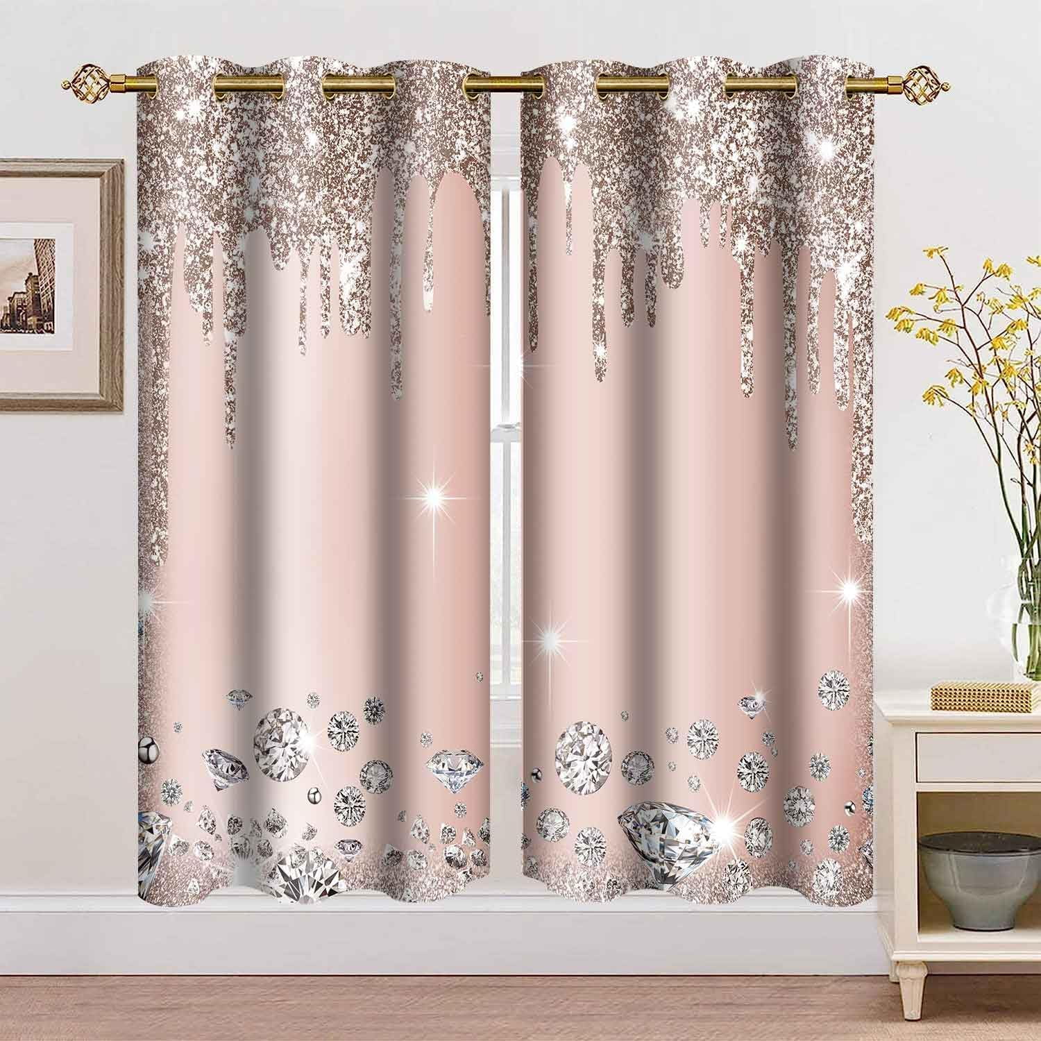 ANYWAY.GO Sparkling Curtains Rose Sparkling Drips Wall Decoration ...
