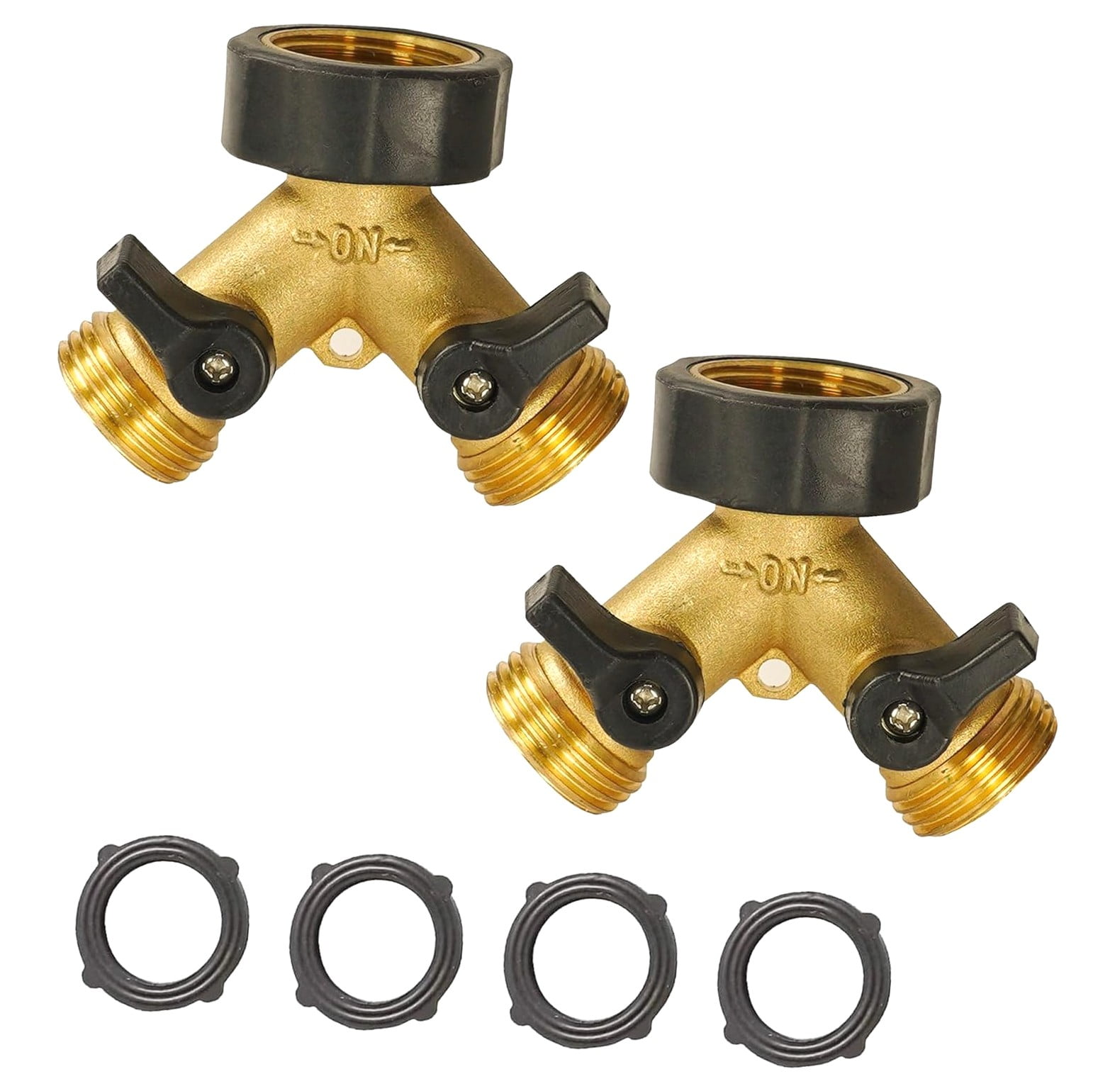 ANYWAY.GO Splitter 2 way, 2 Pack Hose Y Splitter 2 Valves, Y Connector ...
