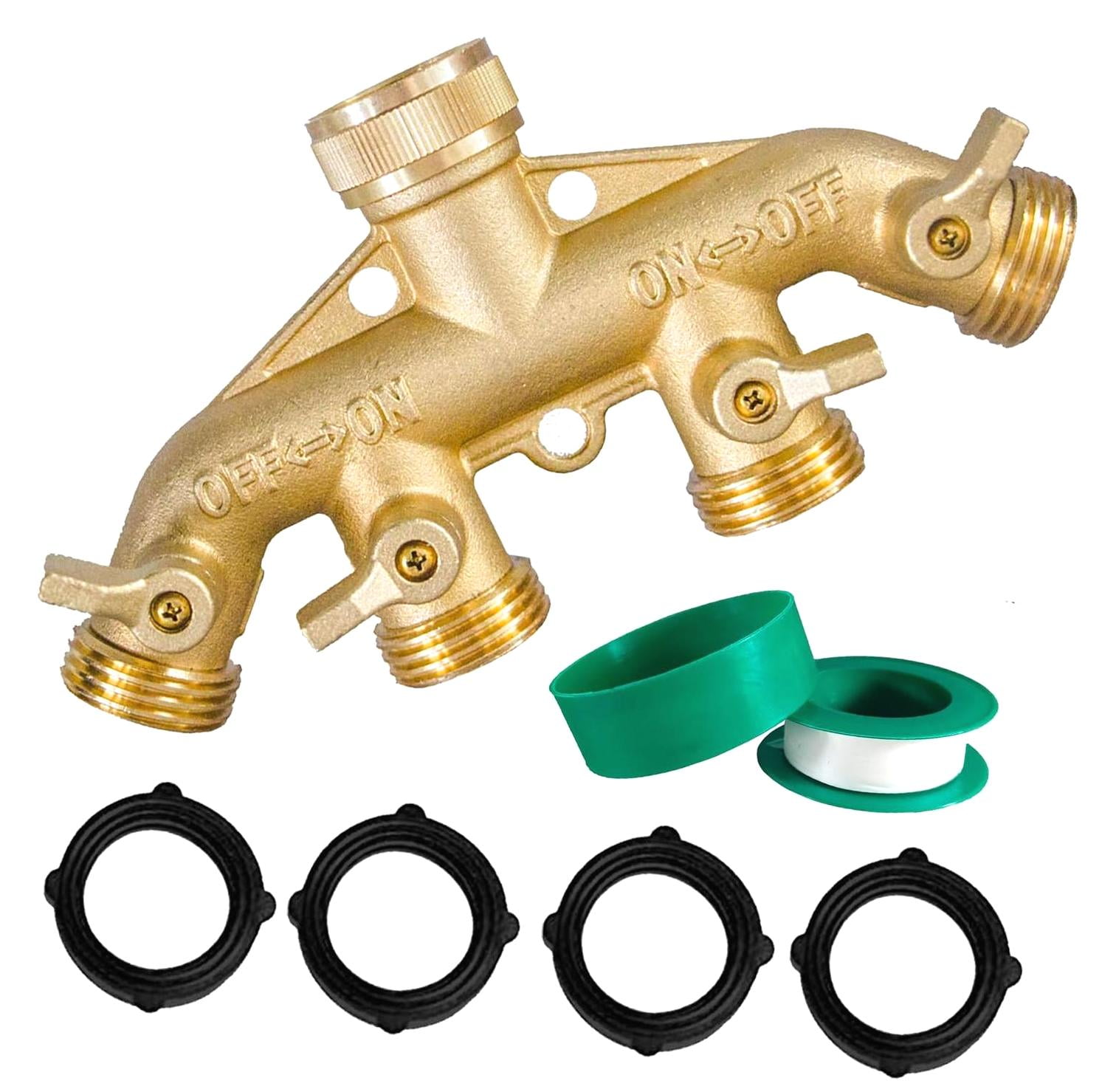 ANYWAY.GO Splitter (4 Way), Hose Connector 3/4", Hose Spigot Adapter 4 ...