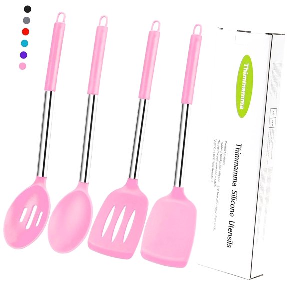 ANYWAY.GO Spoon , 4 PCS Cooking Utensils Spoon Set with Steel Handle ...