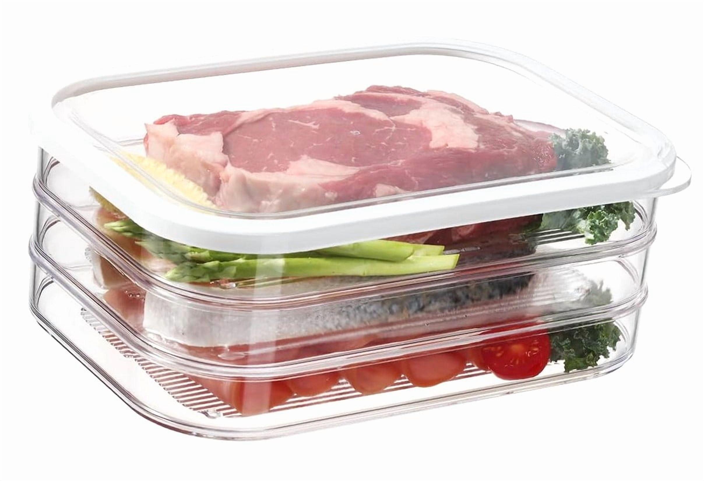 ANYWAY.GO Stackable Meat Storage, 3-Tier Lunch Meat Container for ...