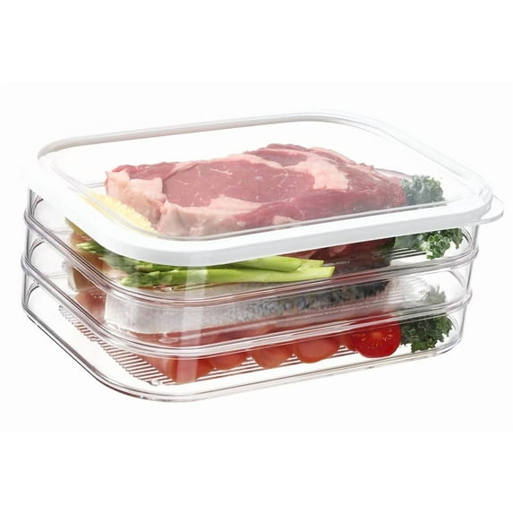 ANYWAY.GO Stackable Meat Storage, 3-Tier Lunch Meat Container for ...