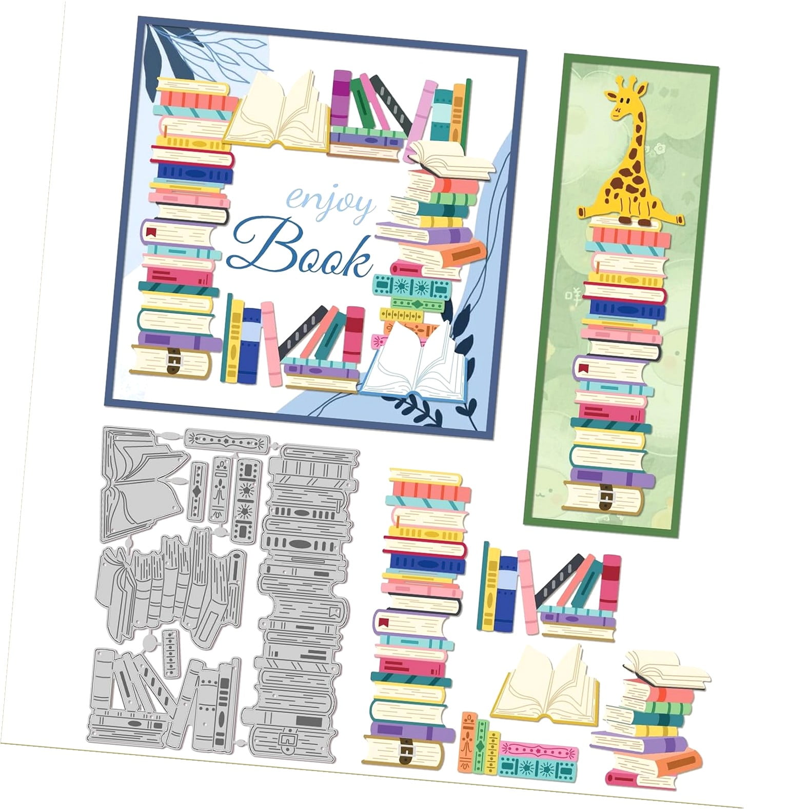 ANYWAY.GO Stacked Books Metal Retro Layered Book Backgrounds Frame ...