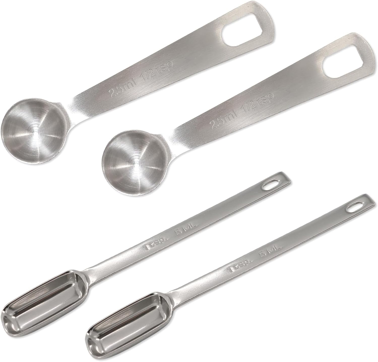 ANYWAY.GO Steel 4 Pcs Teaspoon Round and Square, Long Handle with ...