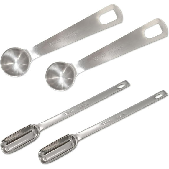 ANYWAY.GO Steel 4 Pcs Teaspoon Round and Square, Long Handle with ...