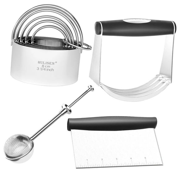 ANYWAY.GO Steel Biscuit Cutter Set, Flour Duster, Pastry Scraper and ...