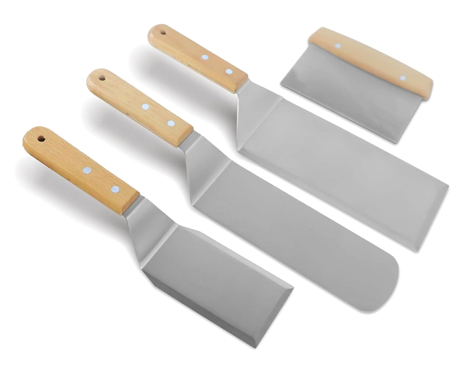 ANYWAY.GO Steel Metal Set, 4 Pcs Teppanyaki Griddle Grill Burger Turner ...