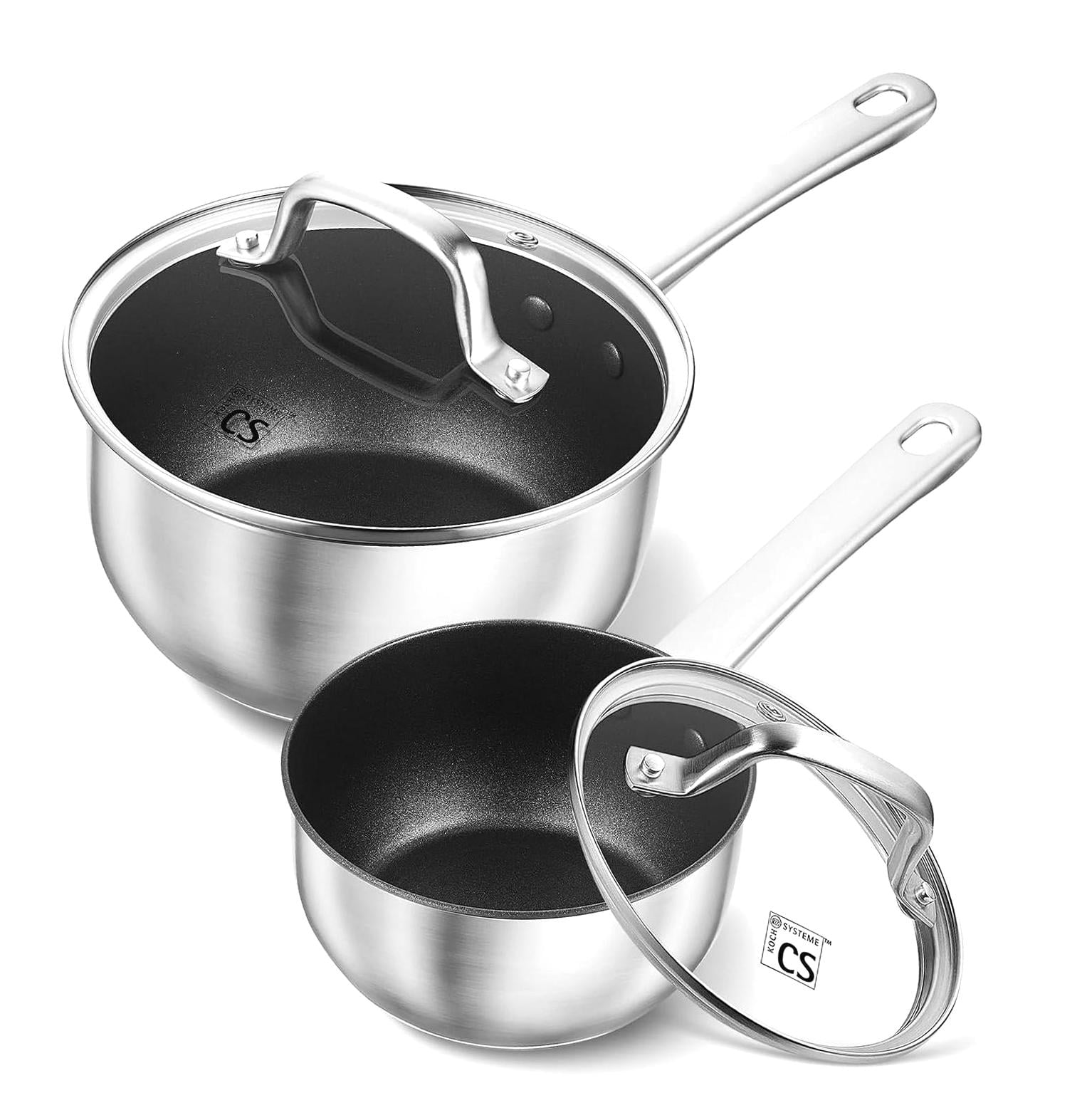 ANYWAY.GO Steel Saucepan Set, 1 Quart & 2 Quart Sauce Pan Collection ...