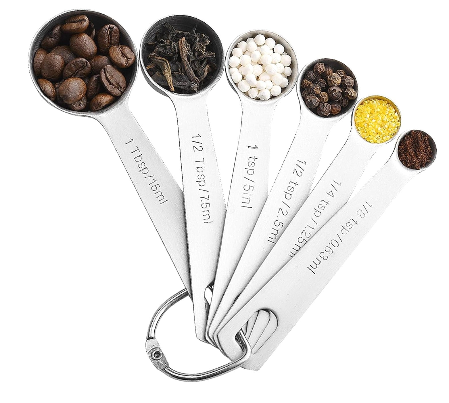 ANYWAY.GO Steel Set Stacking Metal Teaspoons Tablespoons 1/8, 1/4, 1/2 ...
