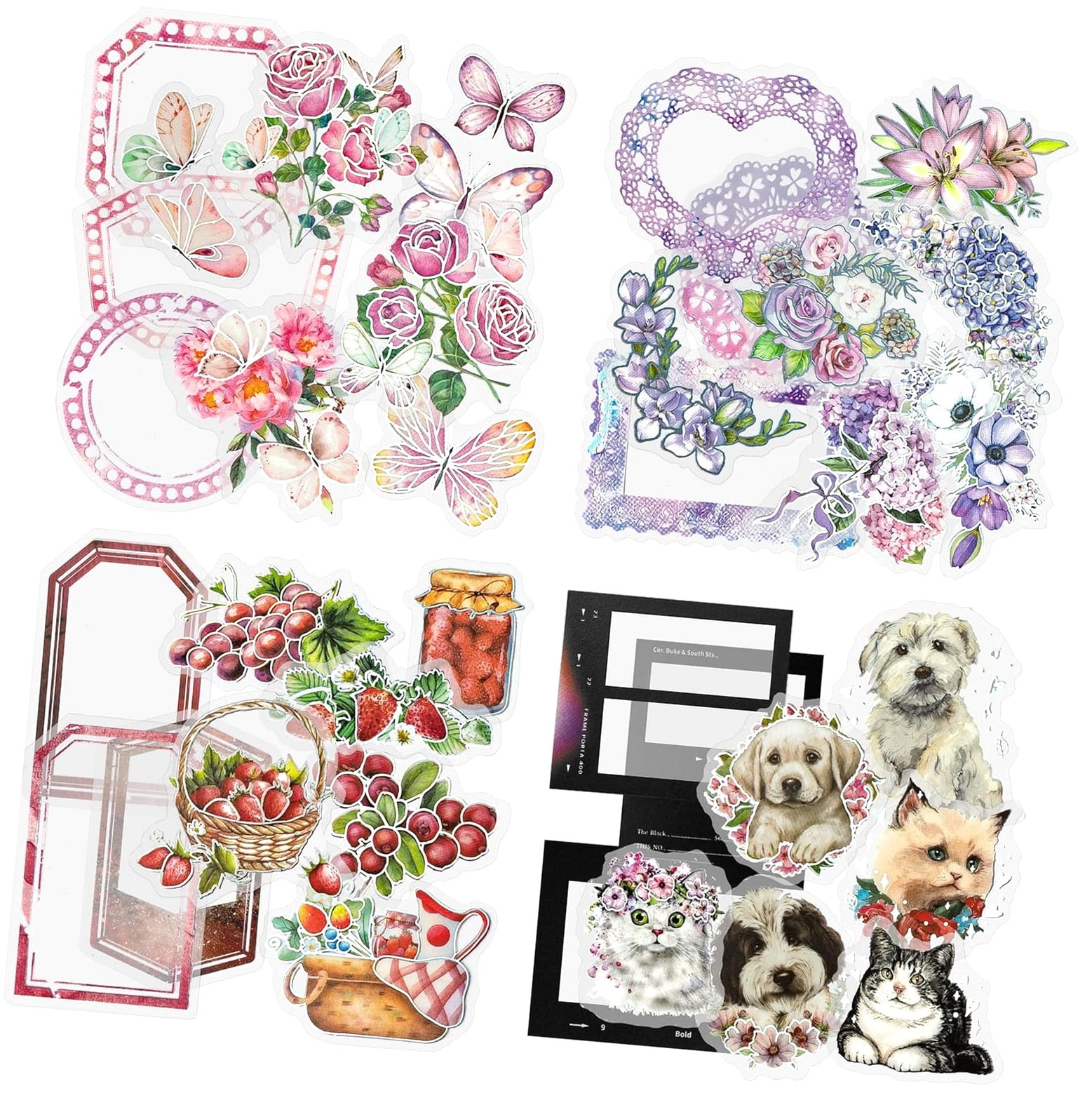 ANYWAY.GO Stickers 4 Pack Floral for Scrapbooking, Journals, Albums ...