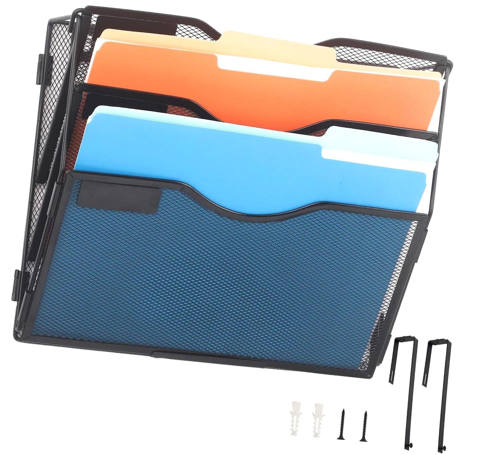 ANYWAY.GO Three-Pocket Mesh Wall File Organizer with & Name Label, a ...