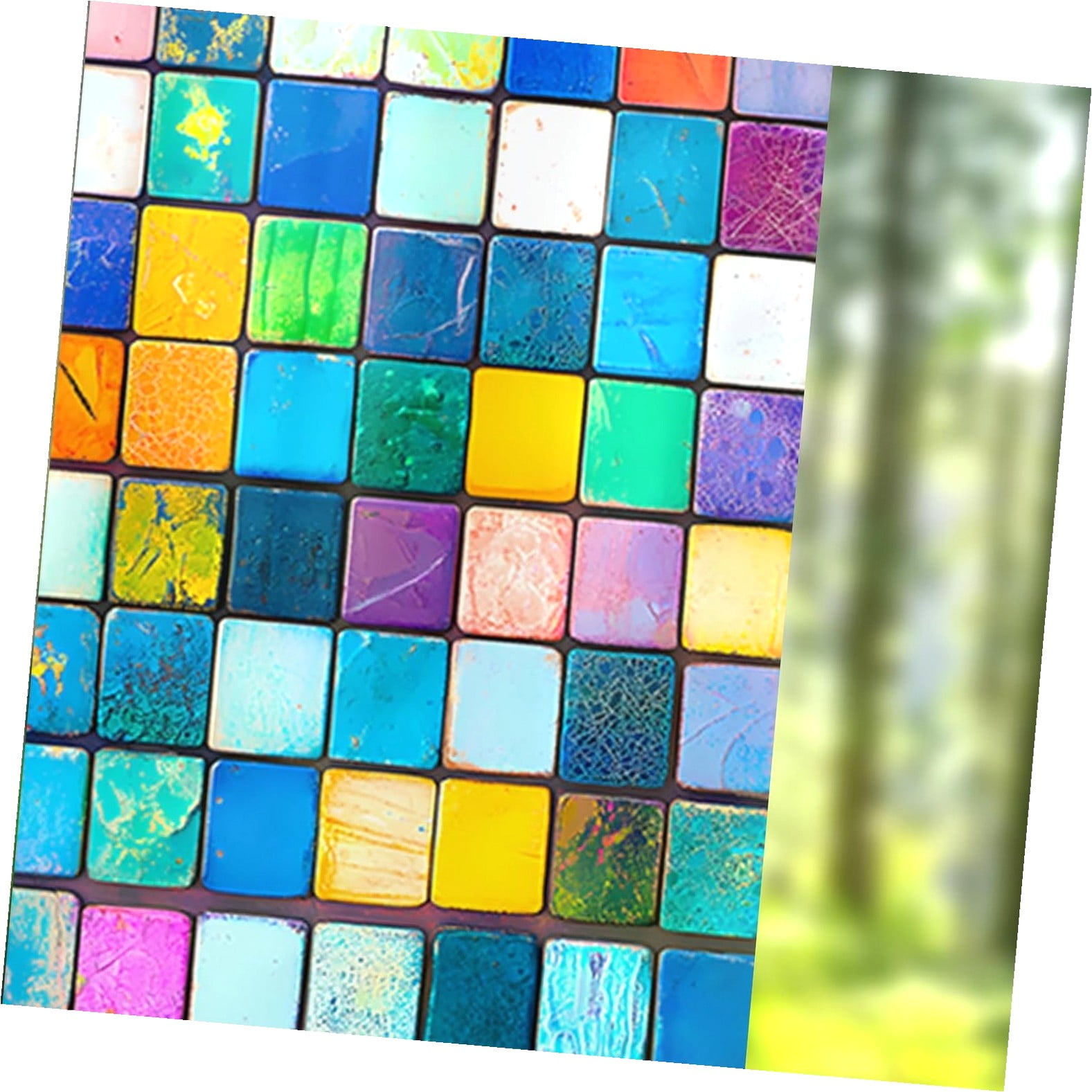 ANYWAY.GO Tile Window Film, .7x39.4inch, Square Pattern Static Cling ...