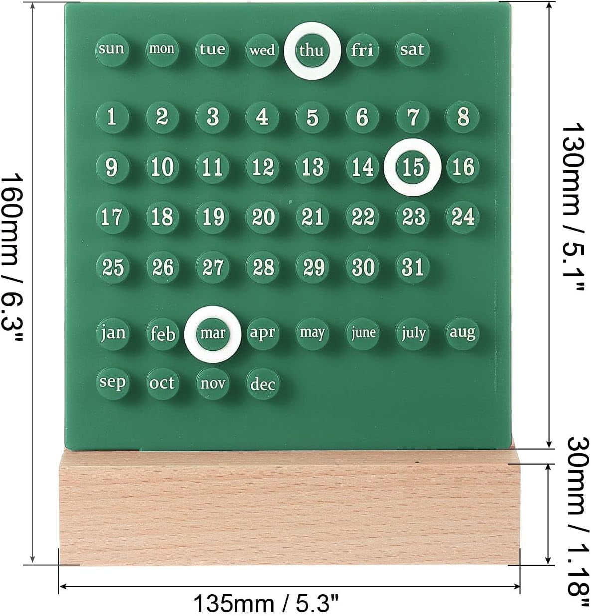 ANYWAY.GO Timber Everlasting Calendar, Desktop Acrylic Date Stand ...