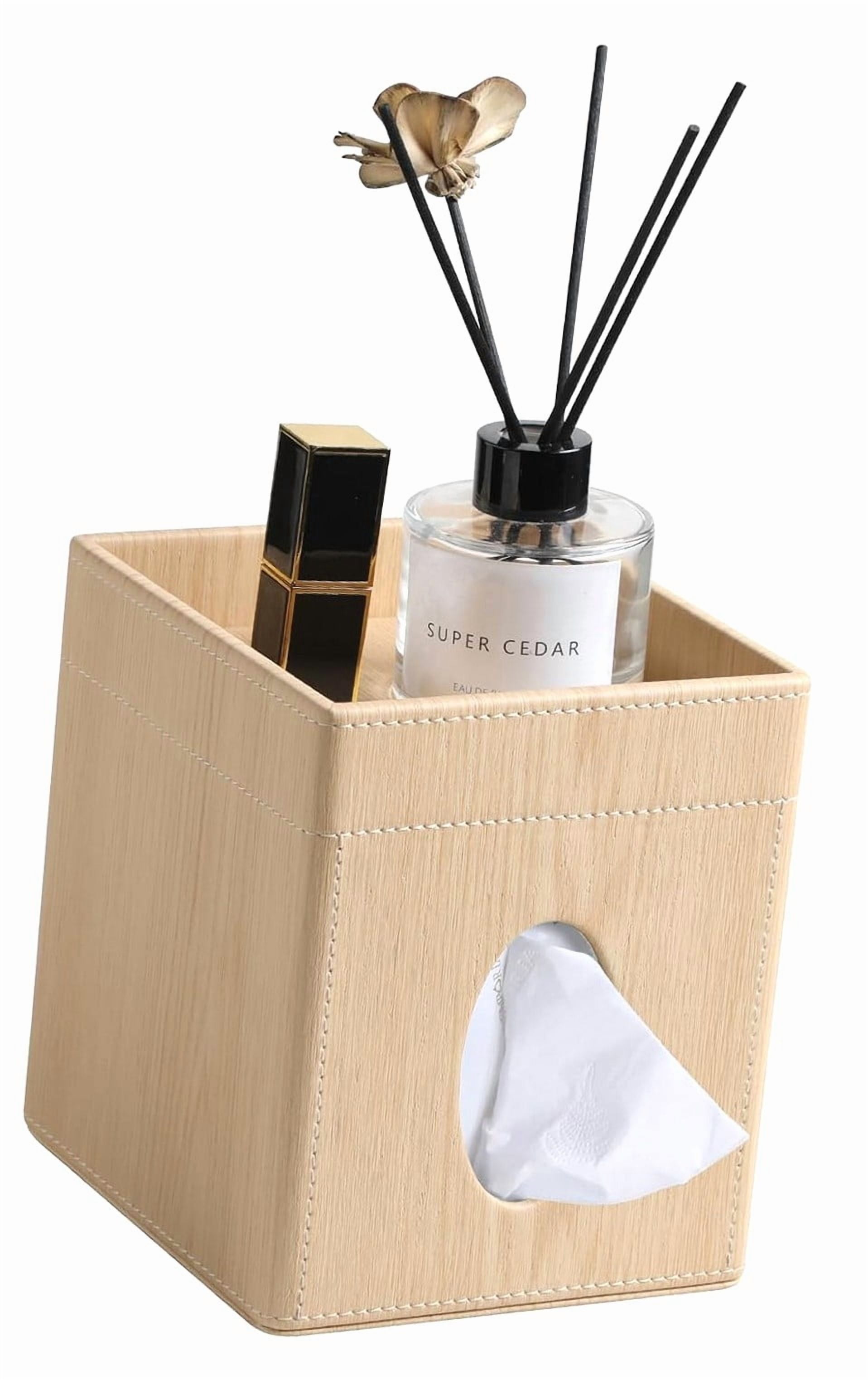 ANYWAY.GO Tissue Box Cover, PU Square Tissue Box Holder with Storage ...