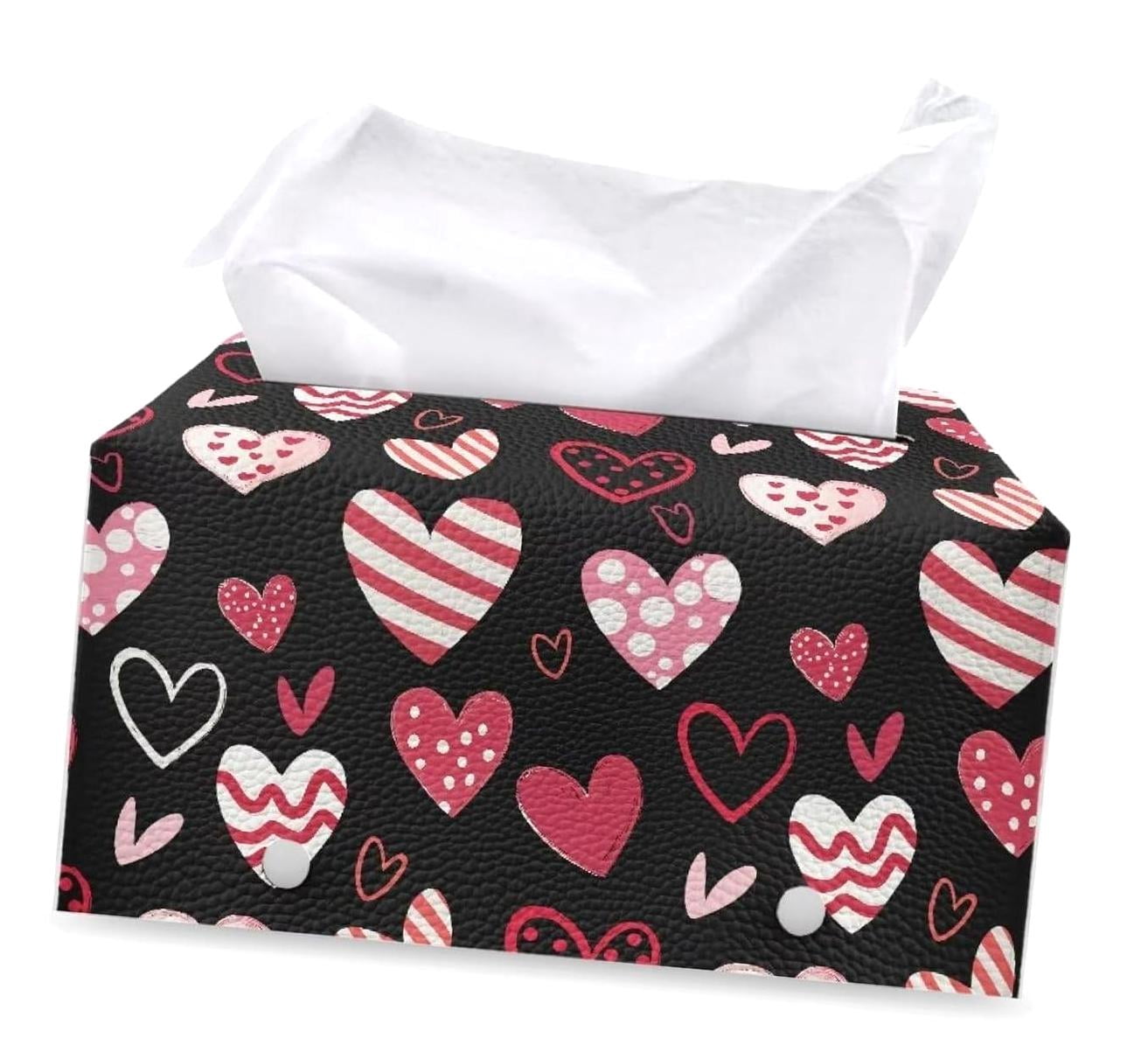 ANYWAY.GO Tissue Box Cover Rectangle Tissue Box Covers PU Love Heart ...