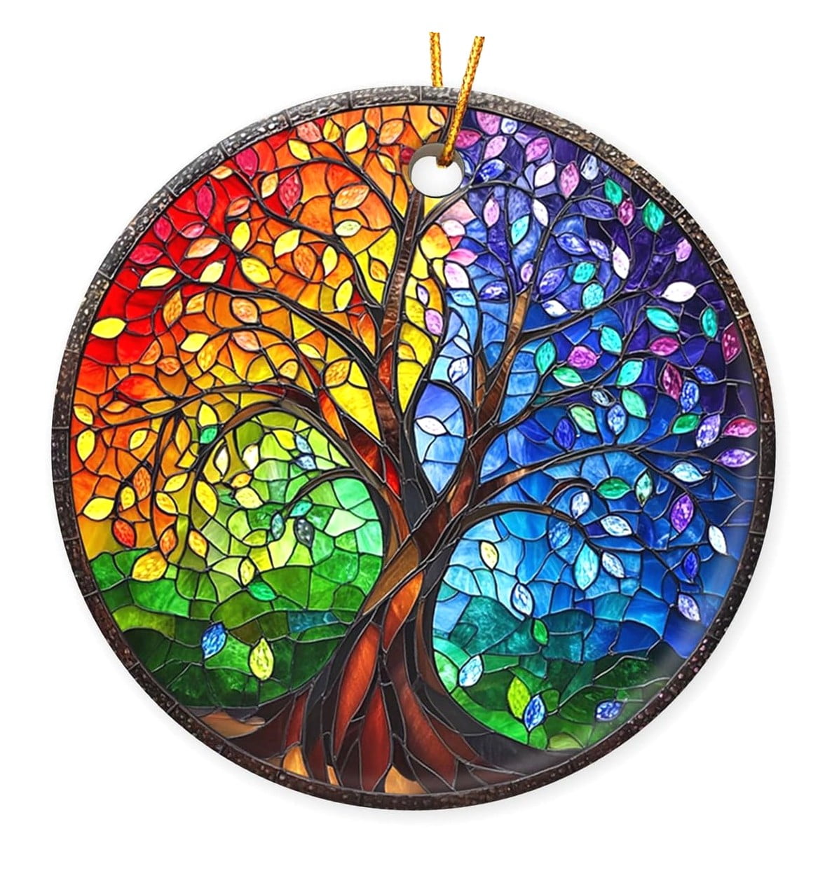 ANYWAY.GO Tree of Life Ornament, Ceramic Double-Sided Printed Decor for ...