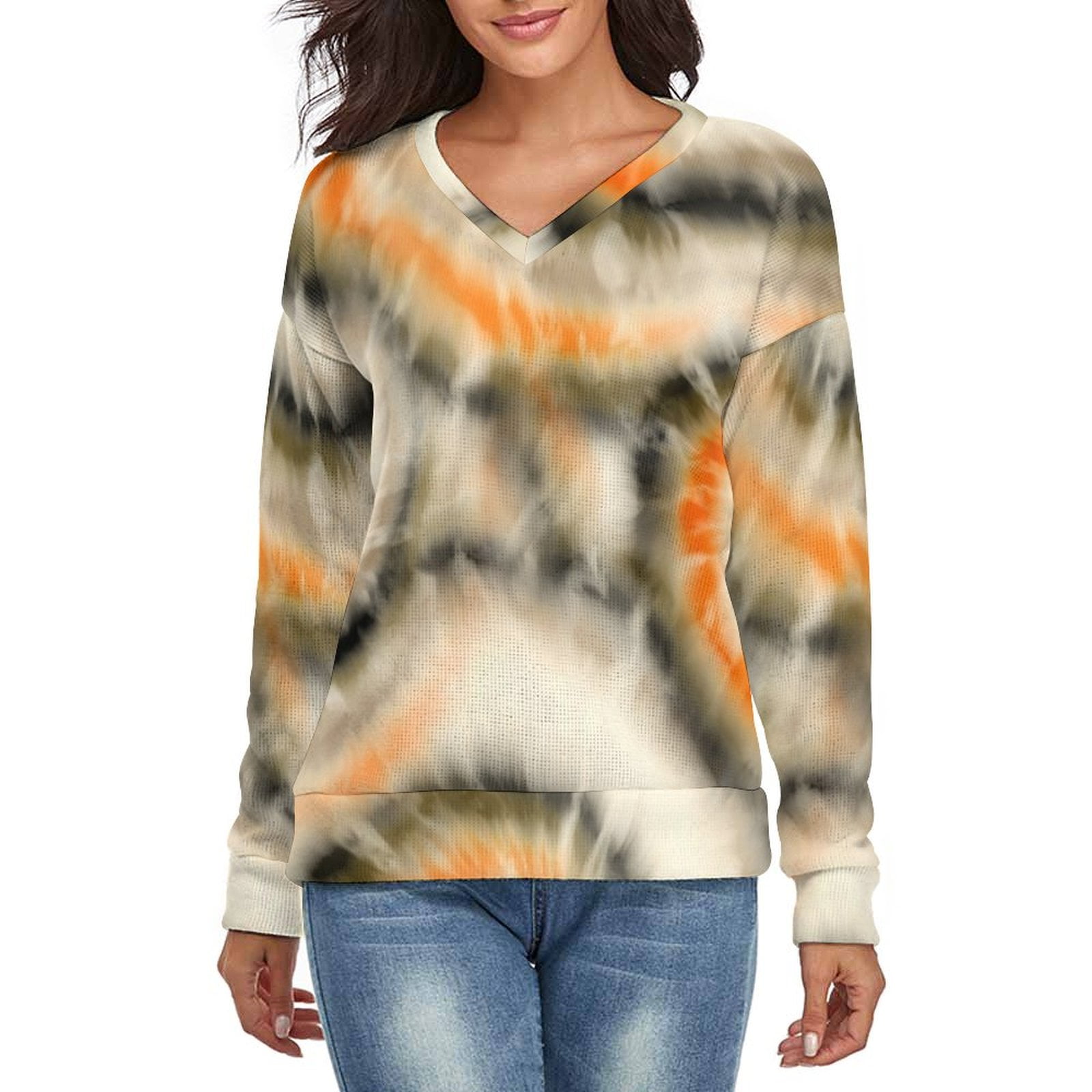 ANYWAY.GO Trendy Fall Fashion Women V Neck SweaterFunky Design 1970S ...