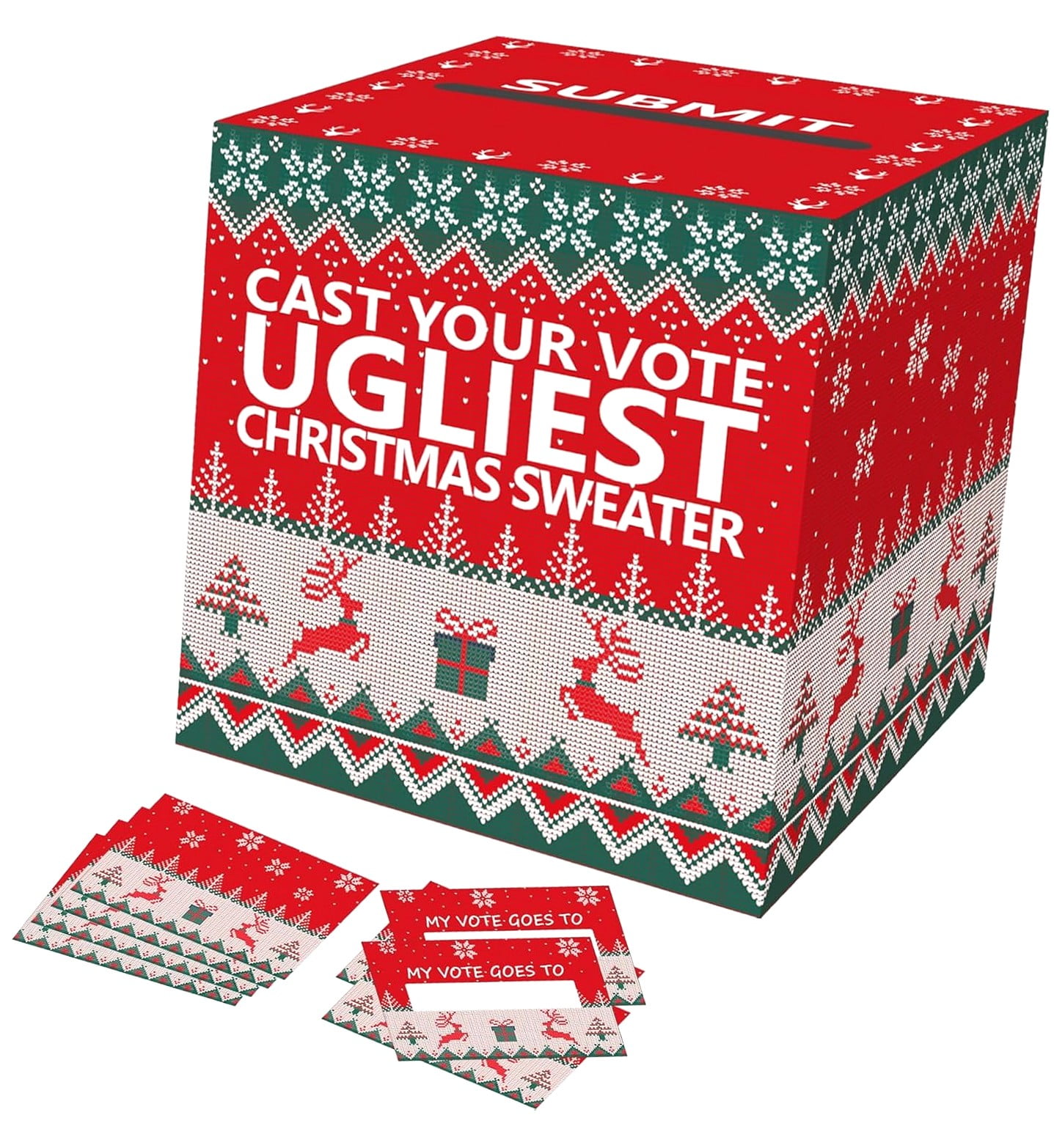 ANYWAY.GO Ugly Sweater Contest Ballot Box, Voting Card Box Set, 50 ...