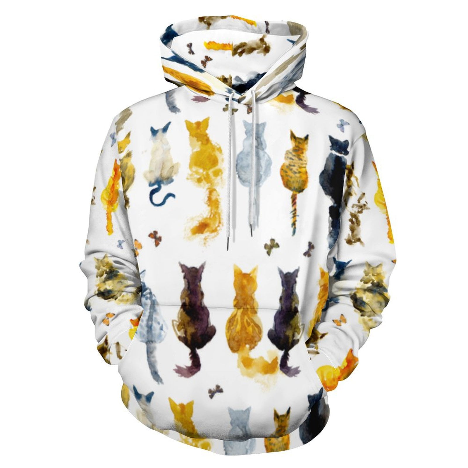 ANYWAY.GO Unisex Large size autumn/winter pullover Cats Butterflies ...