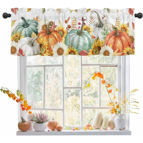 ANYWAY.GO Valances for Kitchen Curtains Thanksgiving Autumn Sunflower ...