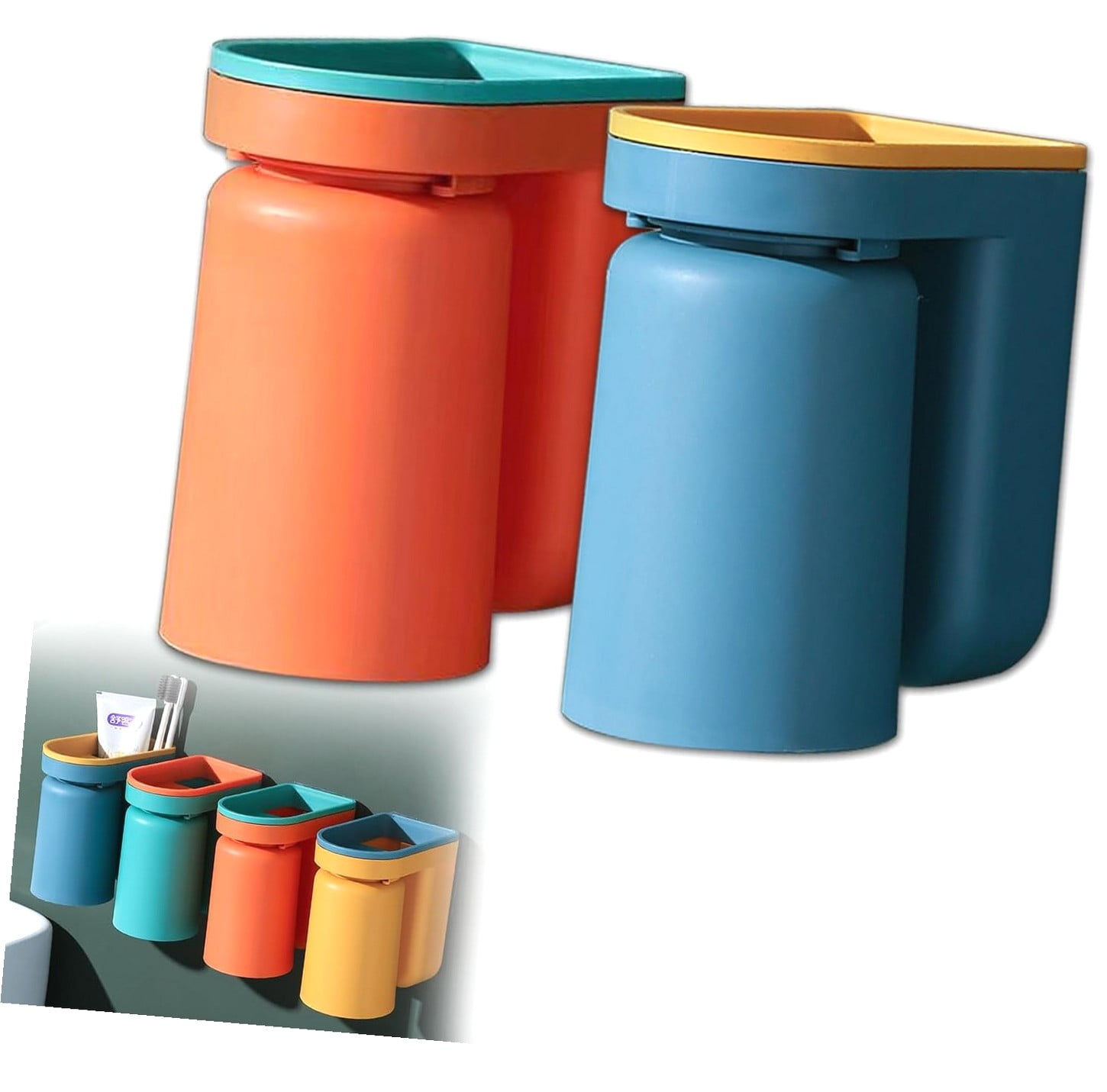 ANYWAY.GO Wall-Mounted Toothbrush Holder with Cup, 2-in-1 Toothbrush ...