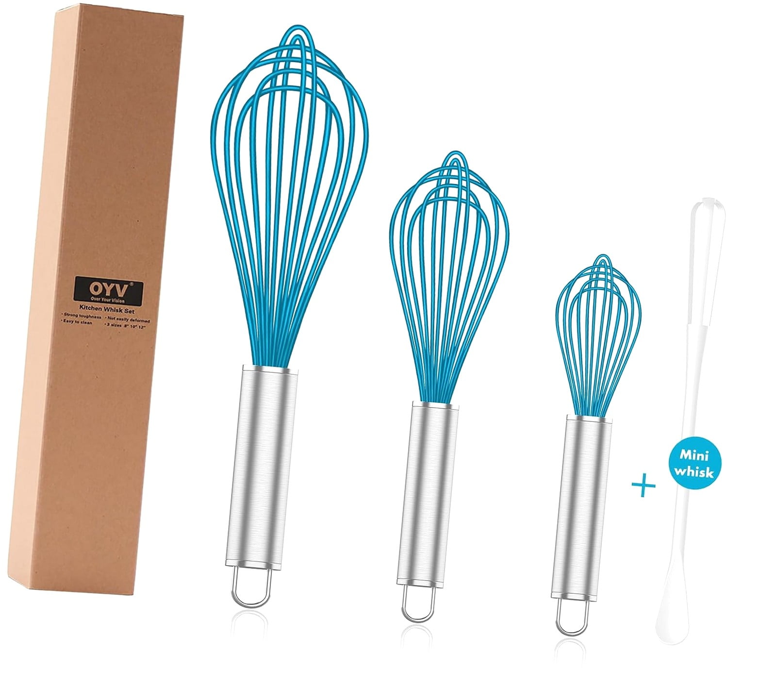 ANYWAY.GO Whisk, 480° Whisks For Cooking Non Scratch, Steel wired whisk ...