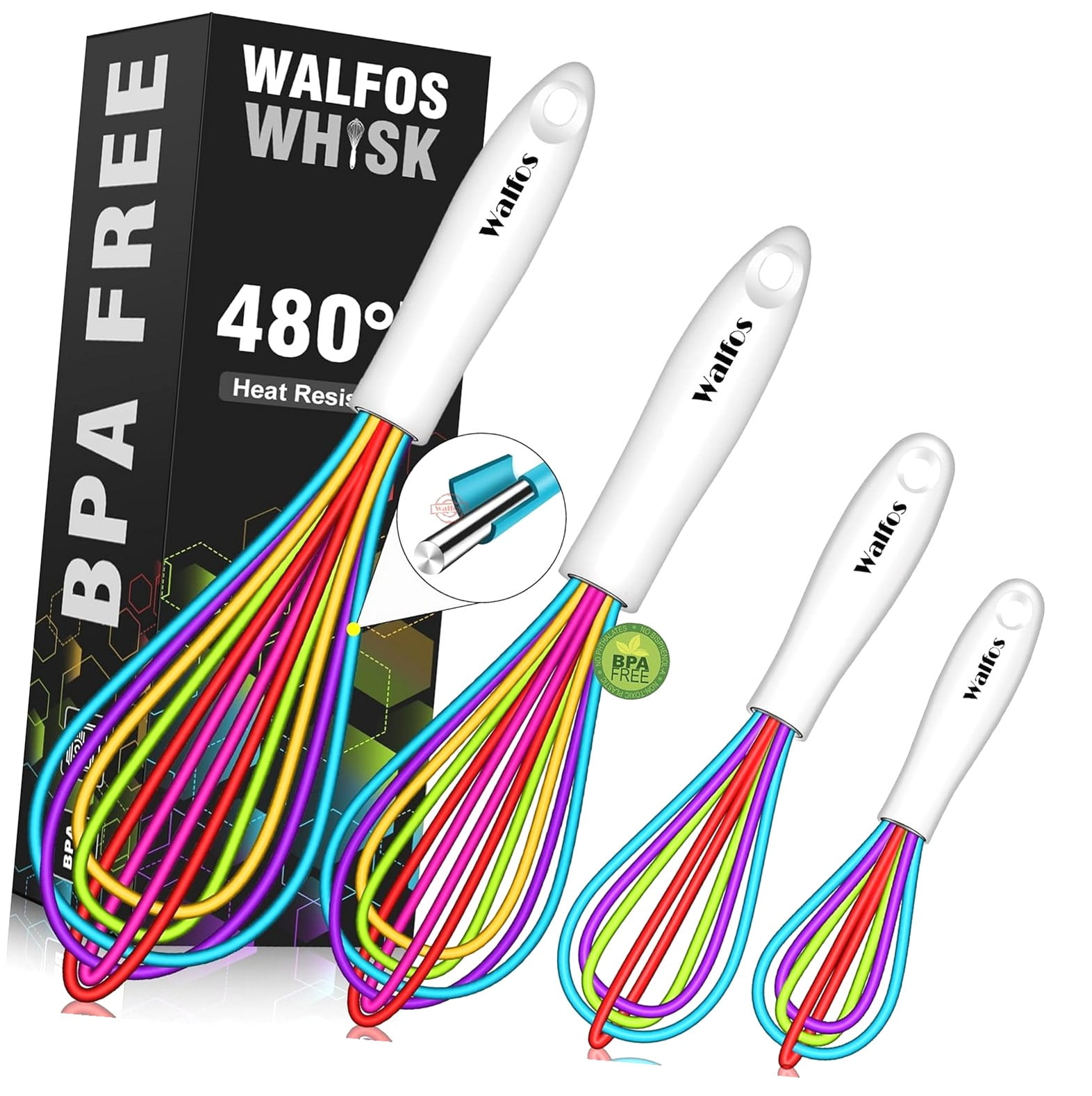 ANYWAY.GO Whisk, 5+7+9+11 Inch Whisks for Cooking, Whisk for Non-Stick ...