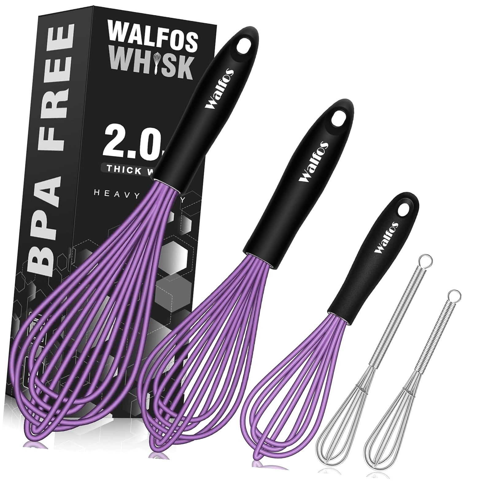 ANYWAY.GO Whisk, Whisks Set of 5, Steel Whisk 7+5in Non Scratch 7+9 ...